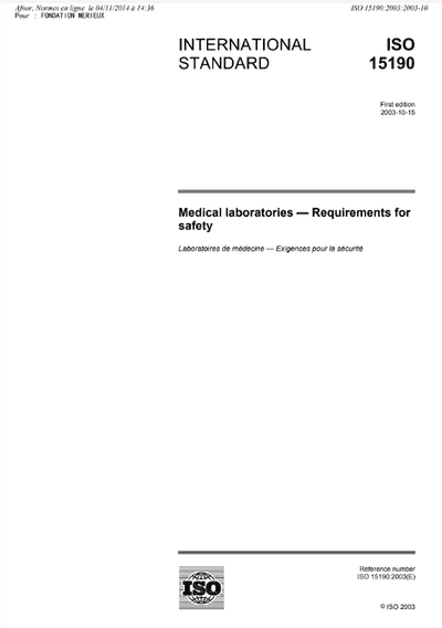 ISO 15190: Medical laboratories — Requirements for safety | Biosecurity ...